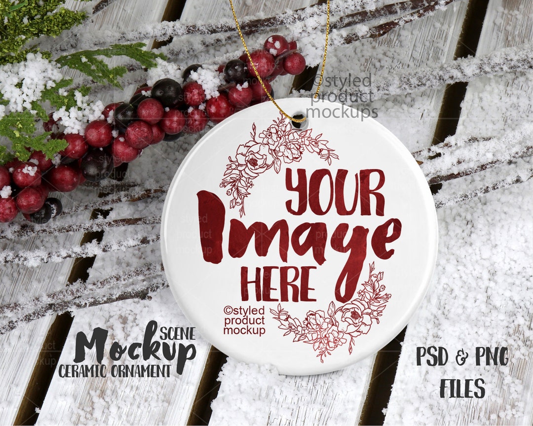 Dye Sublimation Round Ceramic Ornament Mockup | Add Your Own Image - Etsy