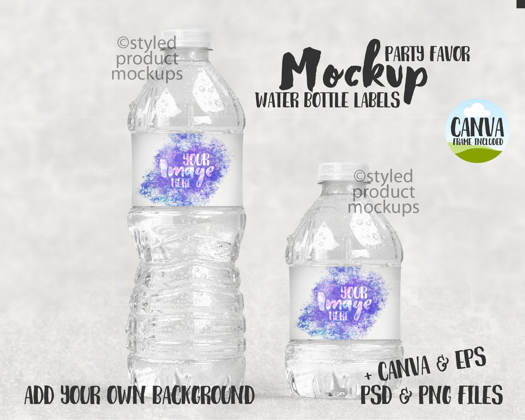 Party Favor Water Bottle Labels Large and Small Mockup Add Your Own ...