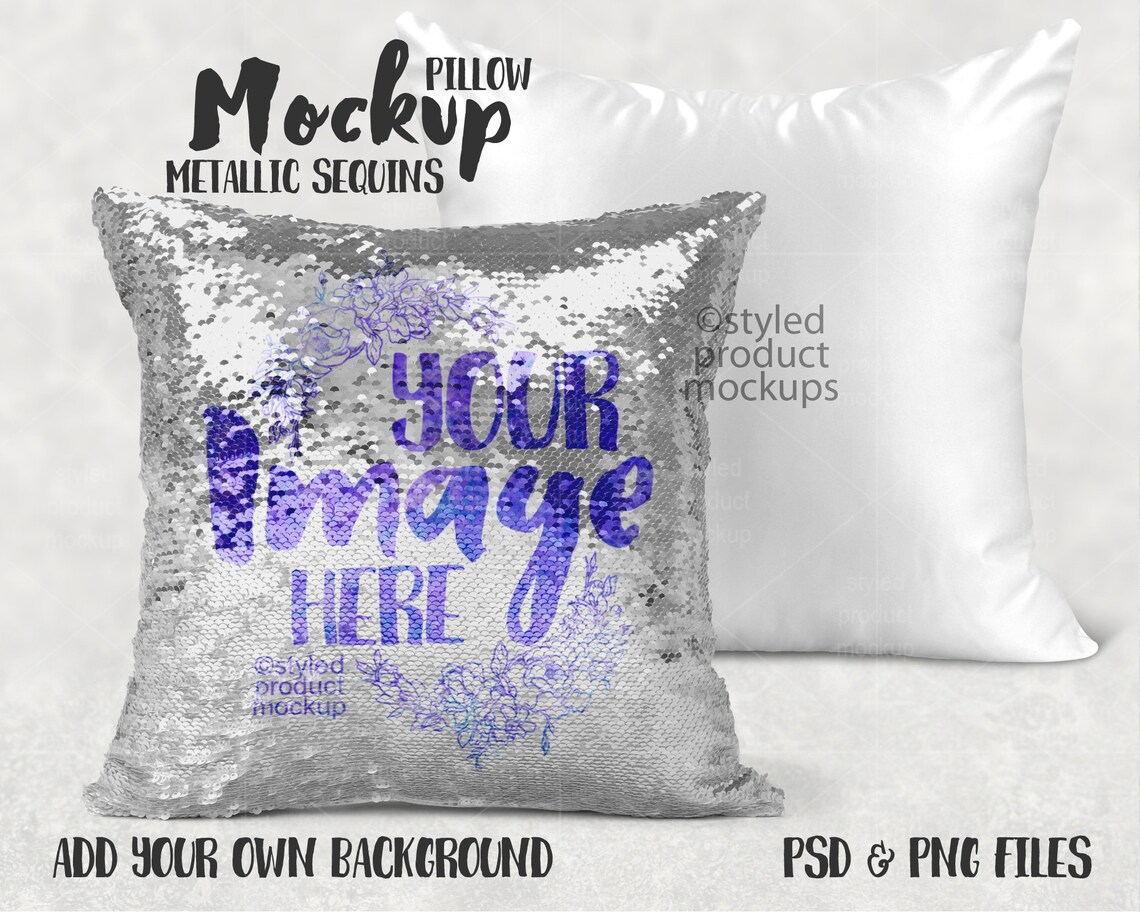 Dye Sublimation Sequin Pillow – Metallic Mockup | Add Your Own Image ...