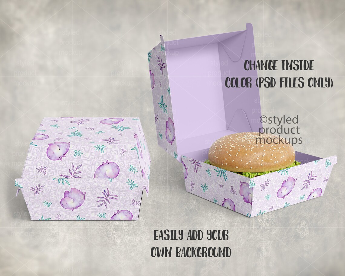 Party Favor Paper Burger | Hamburger Box Mockup | Add Your Own Image ...