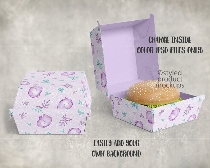 Party Favor Paper Burger Hamburger Box Mockup Add Your Own - Etsy
