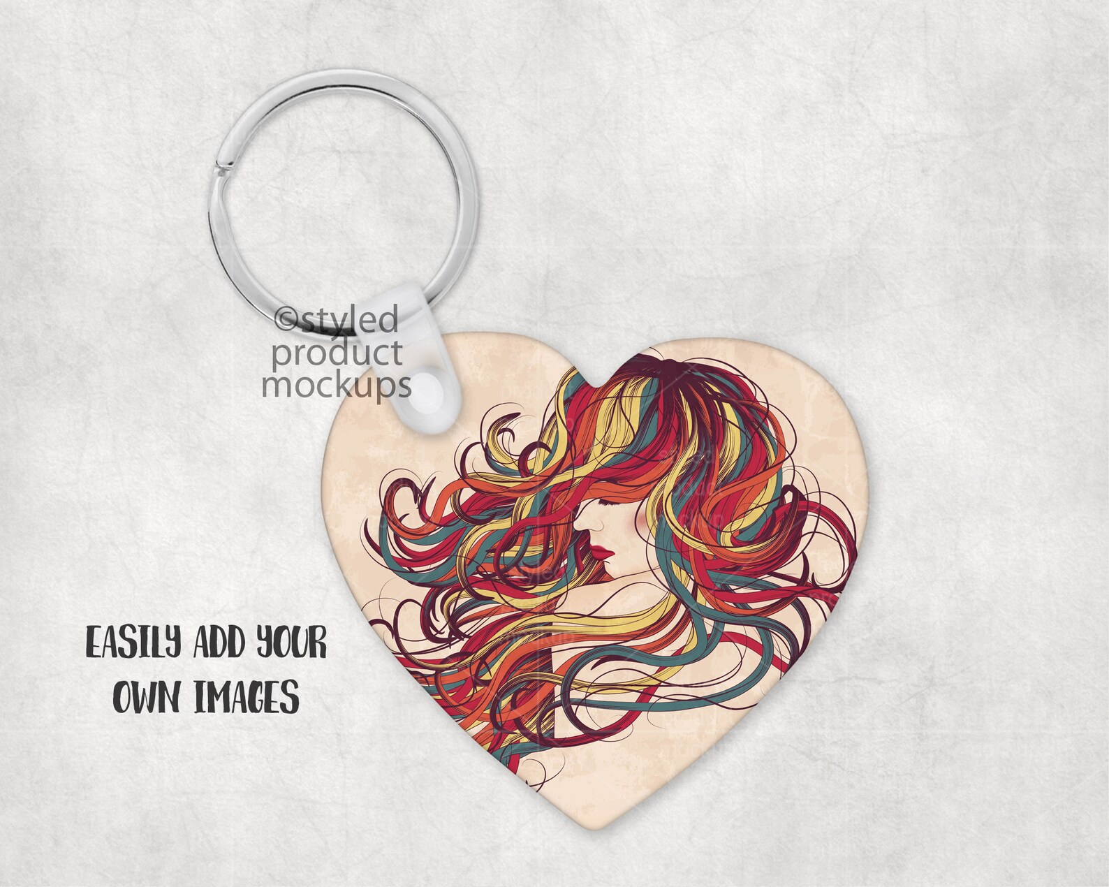 Dye Sublimation Heart Shaped MDF Key Ring Mockup Add Your | Etsy