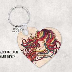 Dye Sublimation Heart Shaped MDF Key Ring Mockup | Add Your Own Image ...