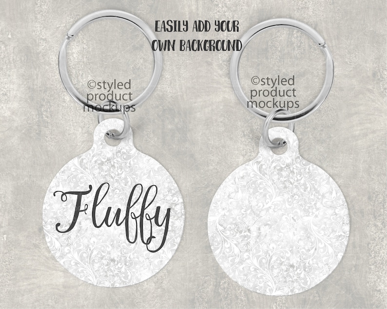 Double Sided Round Pet Tag Shown Flat Mockup | Add Your Own Image and ...