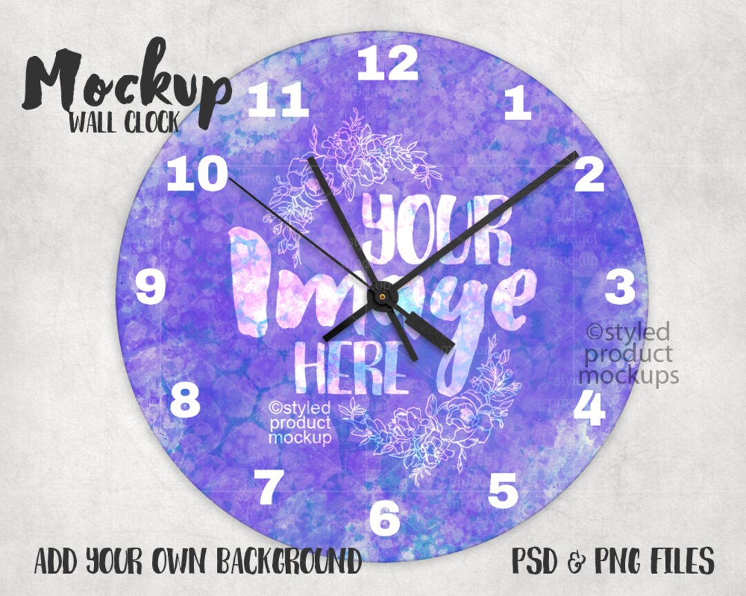 Sublimation Wall Clock With No Frame Template Mockup Add Your Own Image ...
