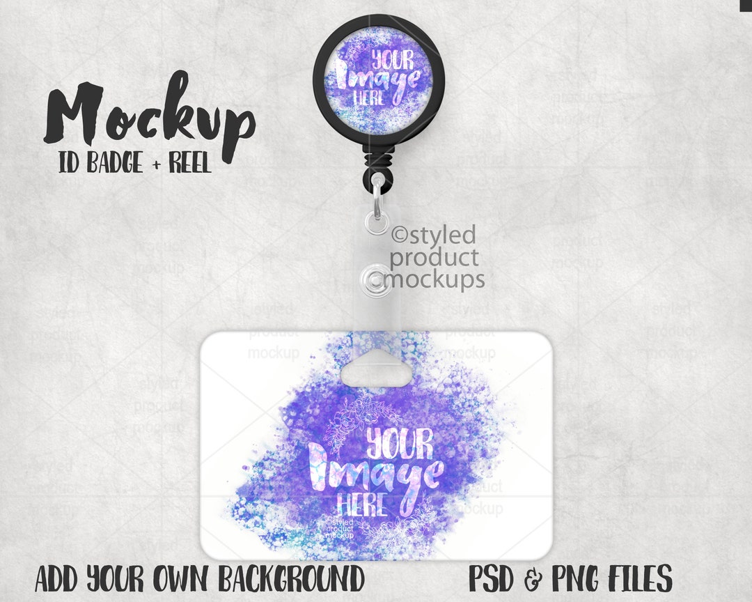 Dye Sublimation Horizontal Name Badge and Badge Reel Mockup | Add Your ...