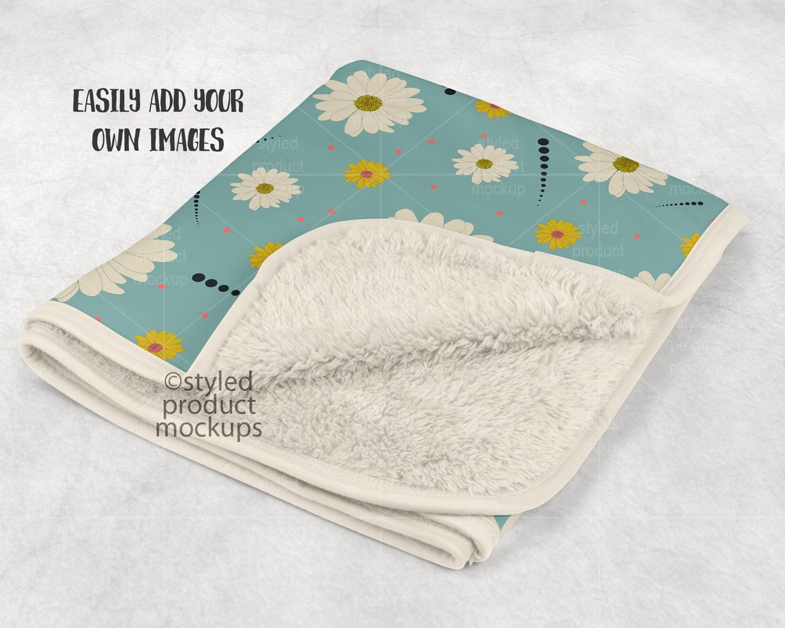 Dye Sublimation Sherpa Back Blanket With Border Edge Mockup - Etsy