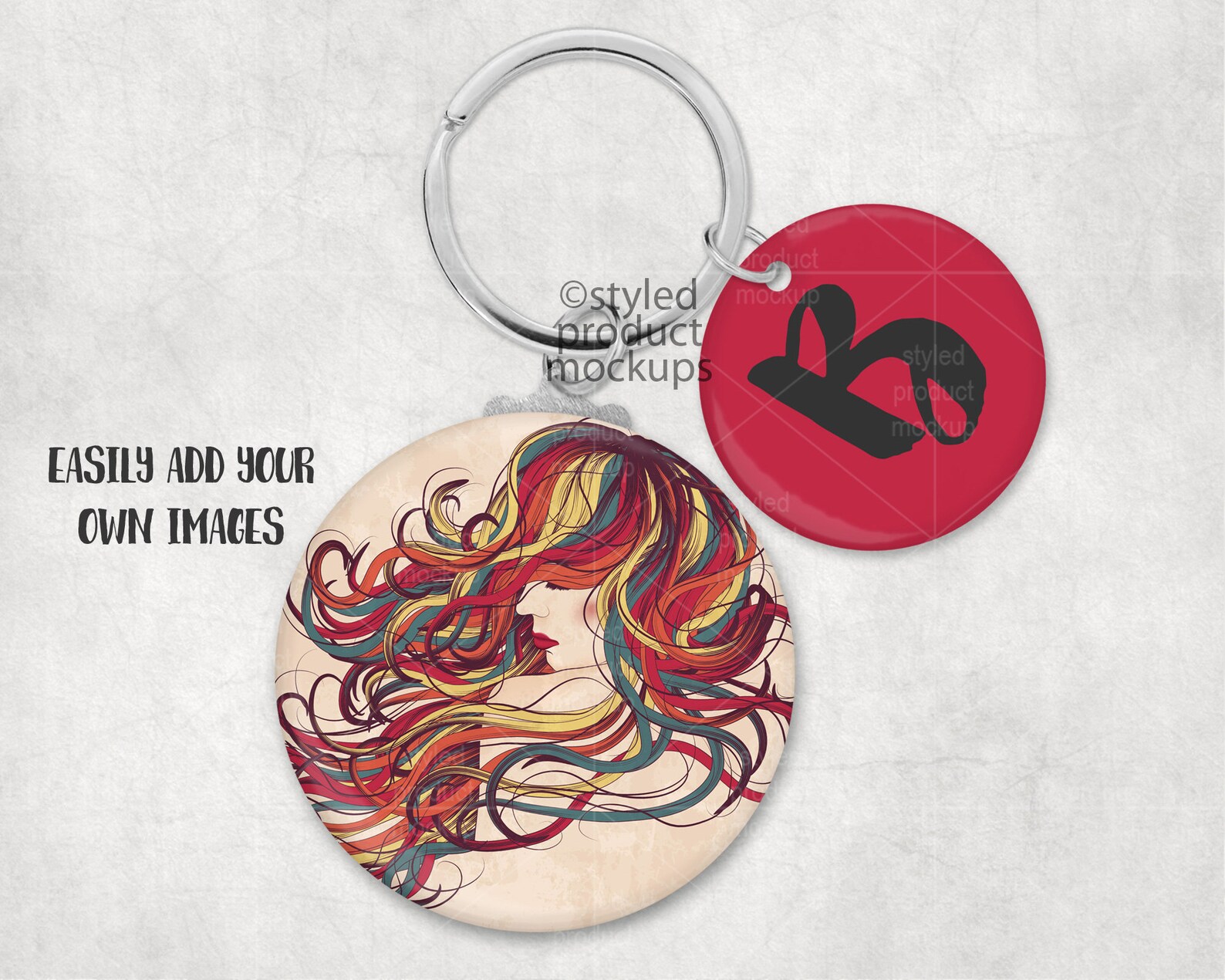 Button Keychain With One Large and One Small Button Mockup - Etsy