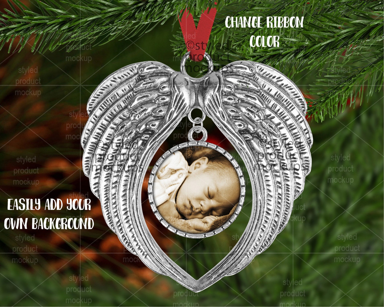 Dye Sublimation Metal Angel Wing Ornament Mockup Add Your - Etsy