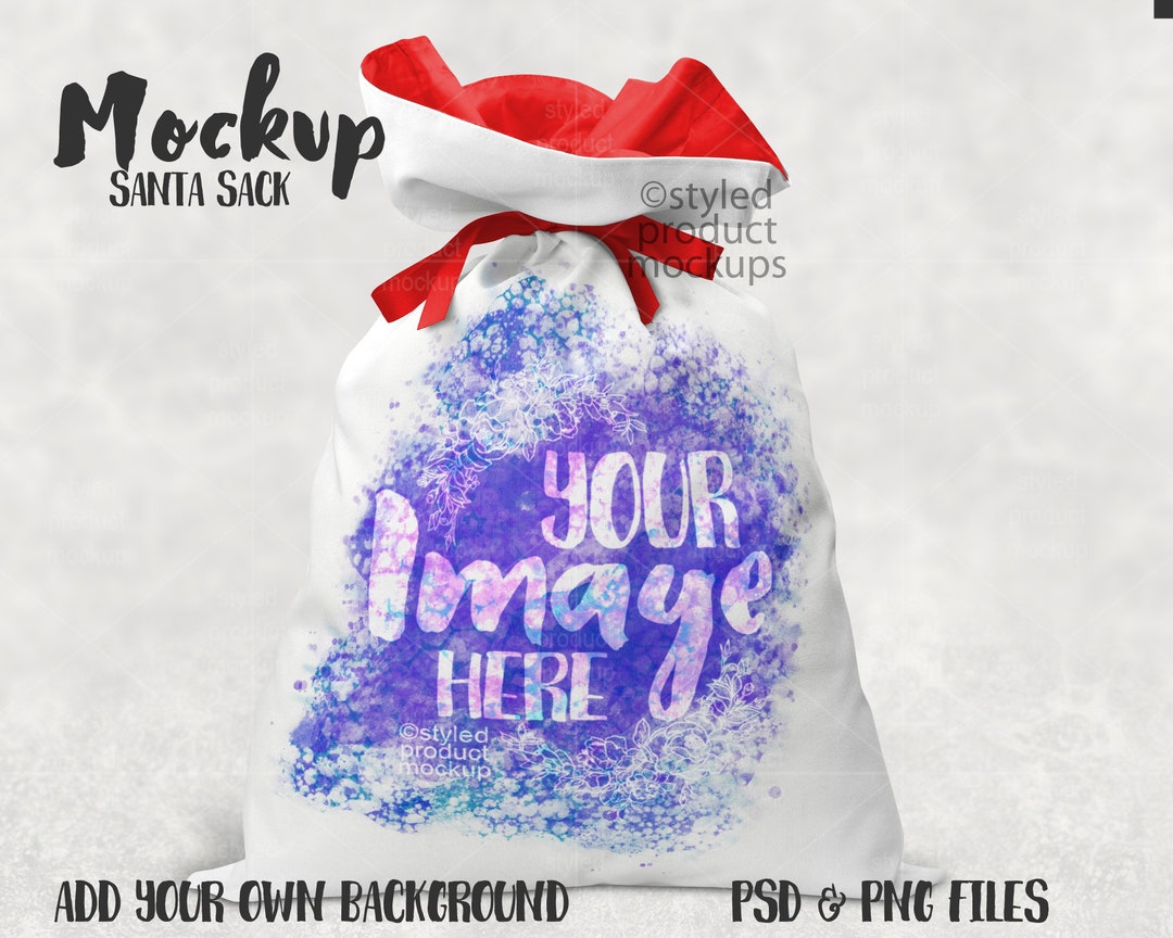Dye Sublimation Santa Sack With Ribbon Mockup | Add Your Own Image and ...