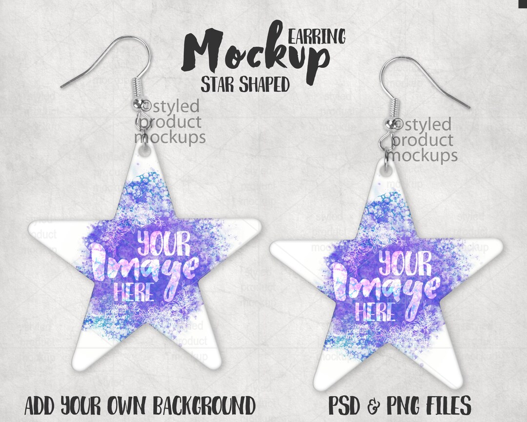 Dye Sublimation Star Shaped Earring Mockup | Add Your Own Image and ...
