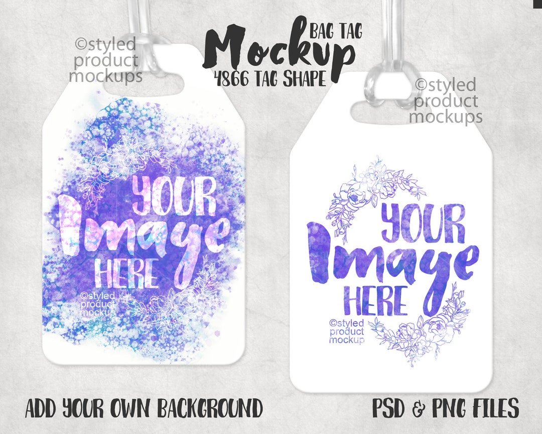 Dye Sublimation Tag Shaped Luggage Tag 4866 Mockup | Add Your Own Image ...