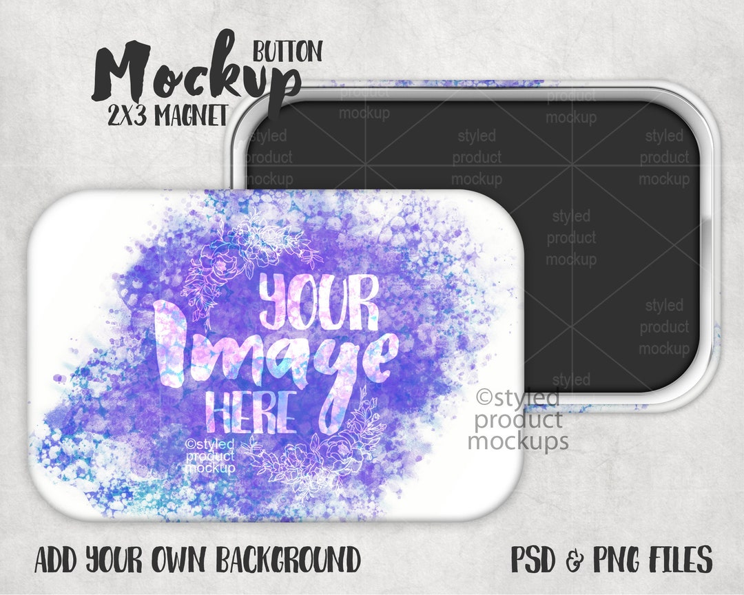 Magnet Back Button Horizontal View Mockup | Add Your Own Image and ...