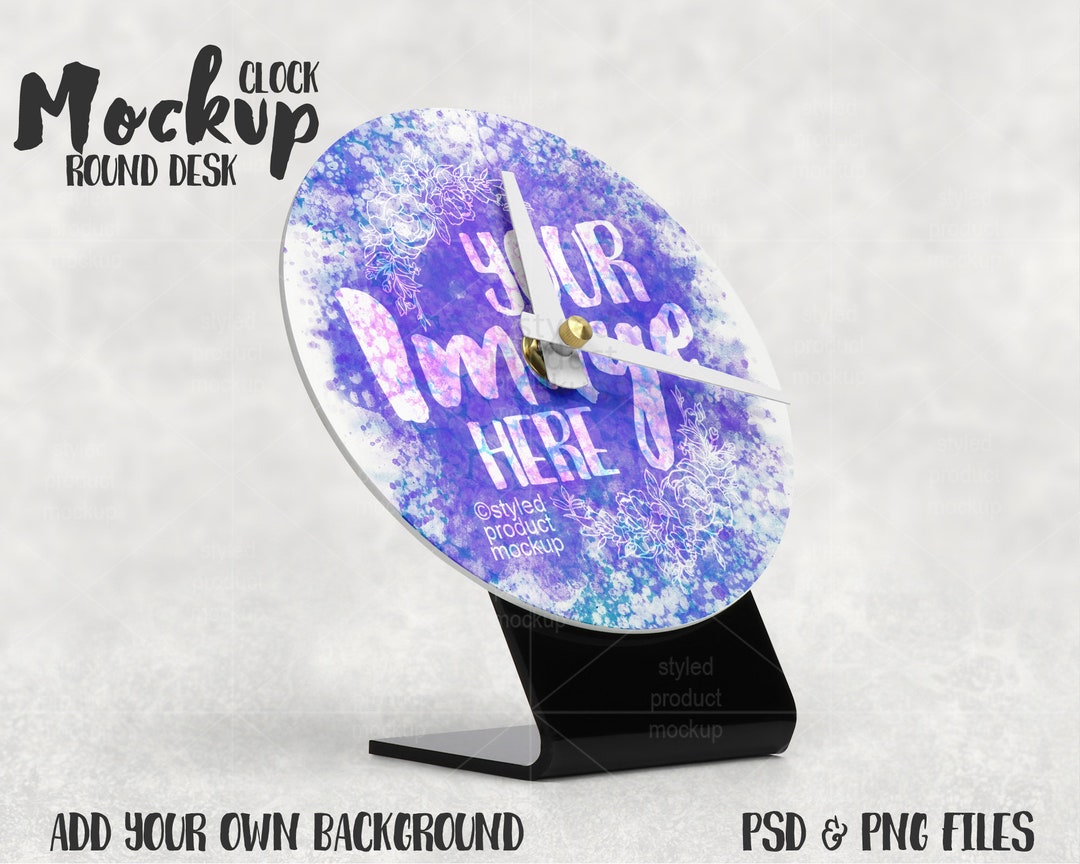 Dye Sublimation Round Desk Clock Mockup | Add Your Own Image and ...