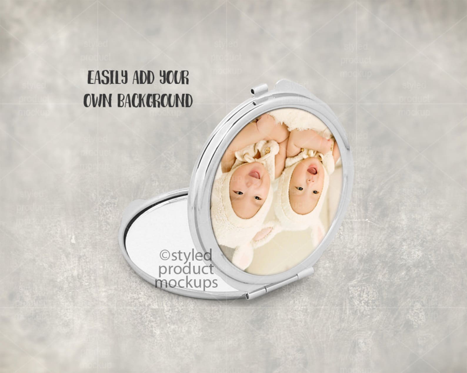 Round Compact Mirror Mockup Template Add Your Own Image and Background ...