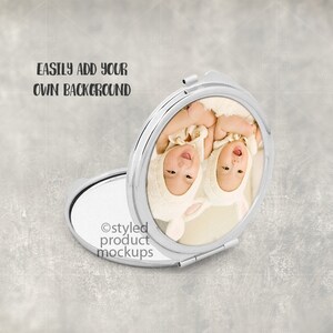 Round Compact Mirror Mockup Template | Add Your Own Image and ...