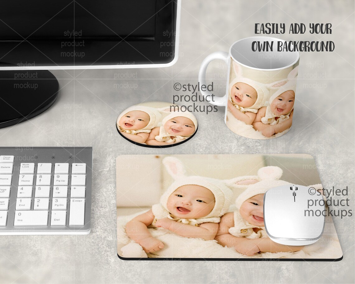 Dye Sublimation Office Desk Set Mockup Add Your Own Image - Etsy Canada
