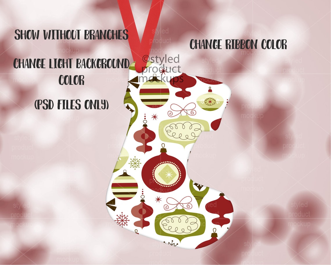 Dye Sublimation Stocking Shaped Christmas Ornament Mockup - Etsy