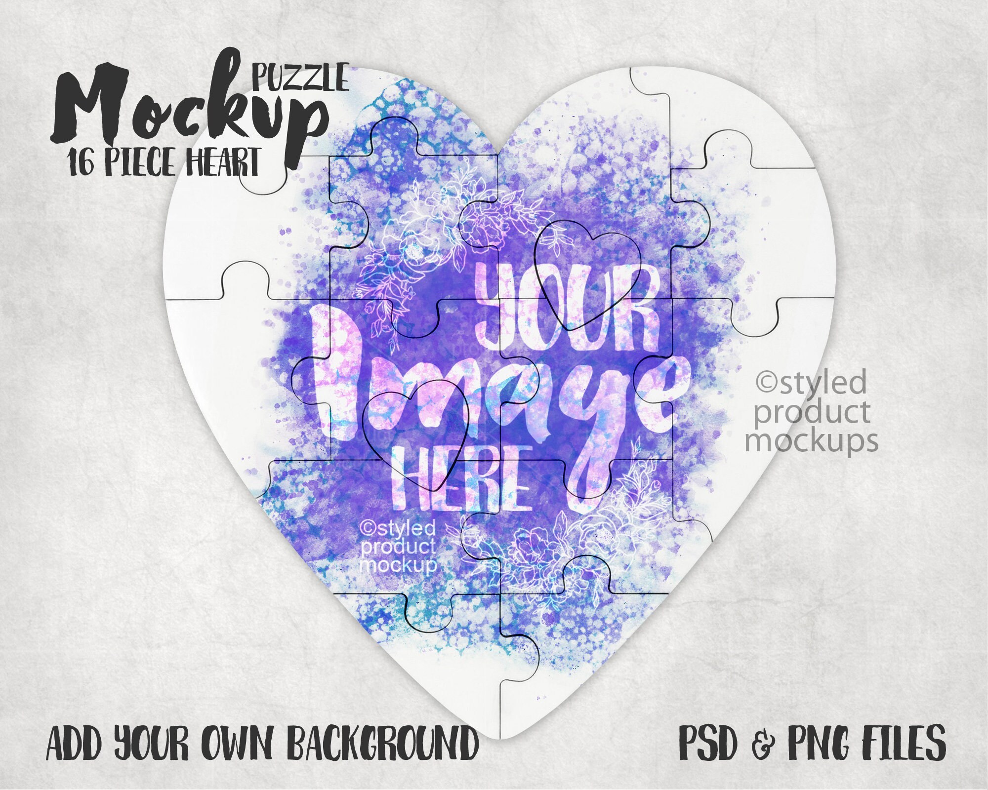 Dye sublimation 16 piece heart puzzle mockup Add your own | Etsy