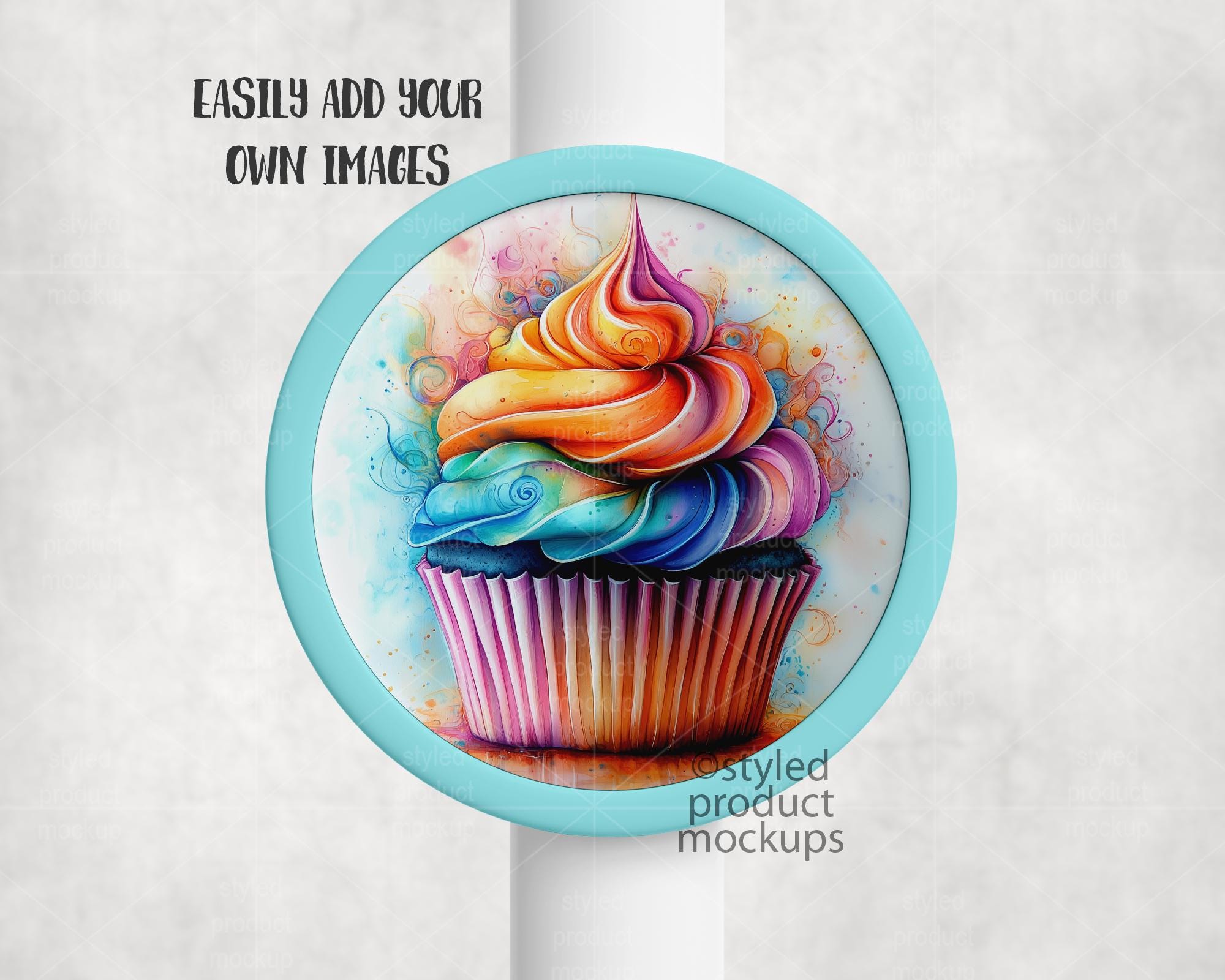 Round Straw Topper Mockup: Dye Sublimation (photoshop, Canva, PNG ...