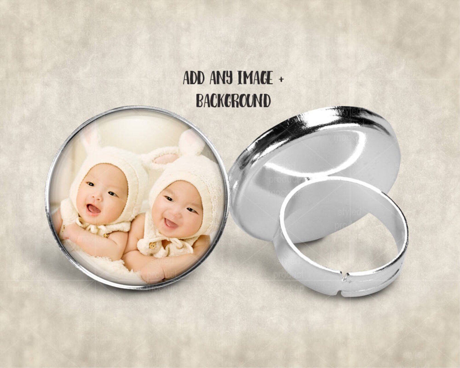 Round Silver Ring Template Mockup Add Your Own Image and | Etsy