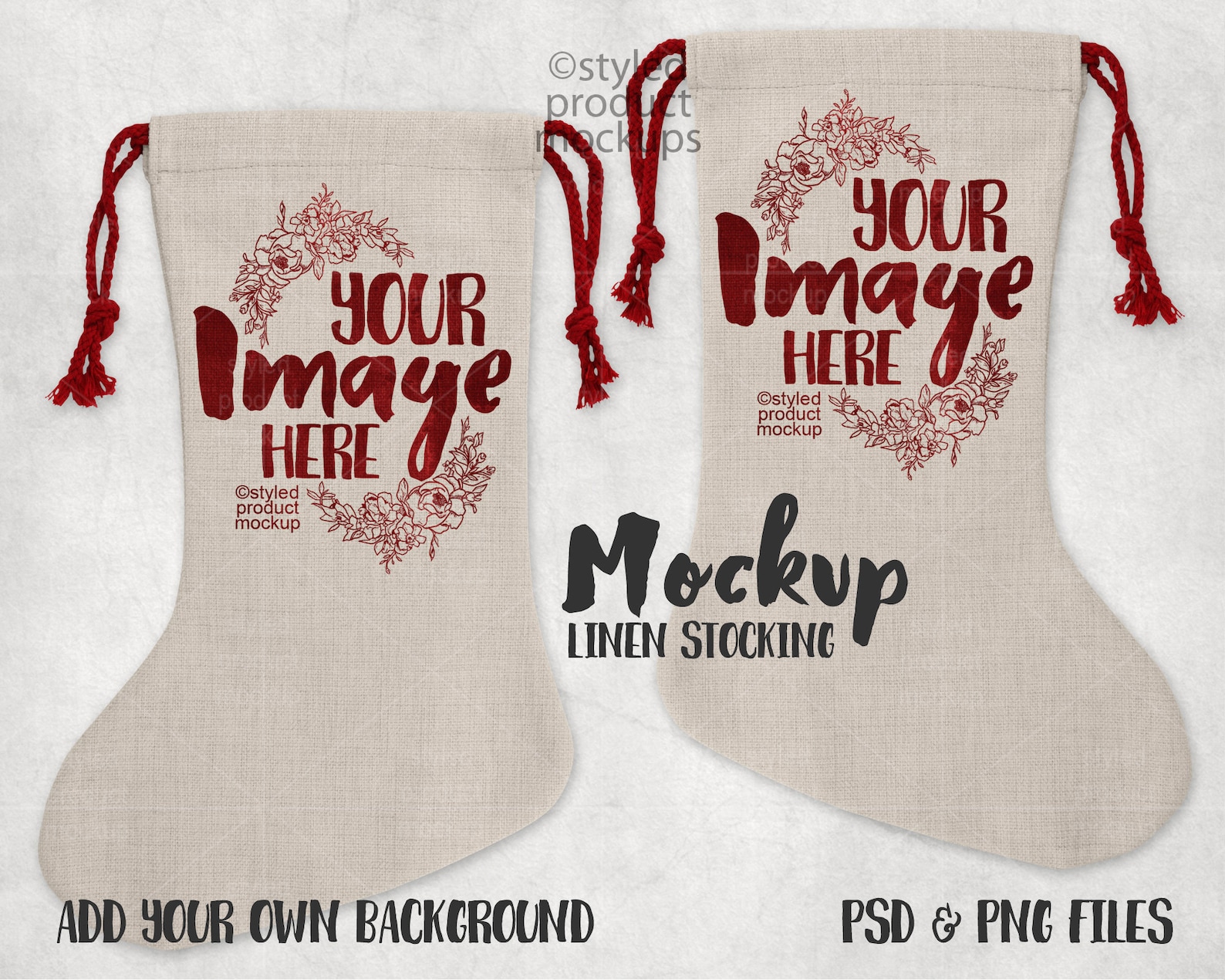 Dye Sublimation Linen Christmas Stocking Mockup Template | Add Your Own ...