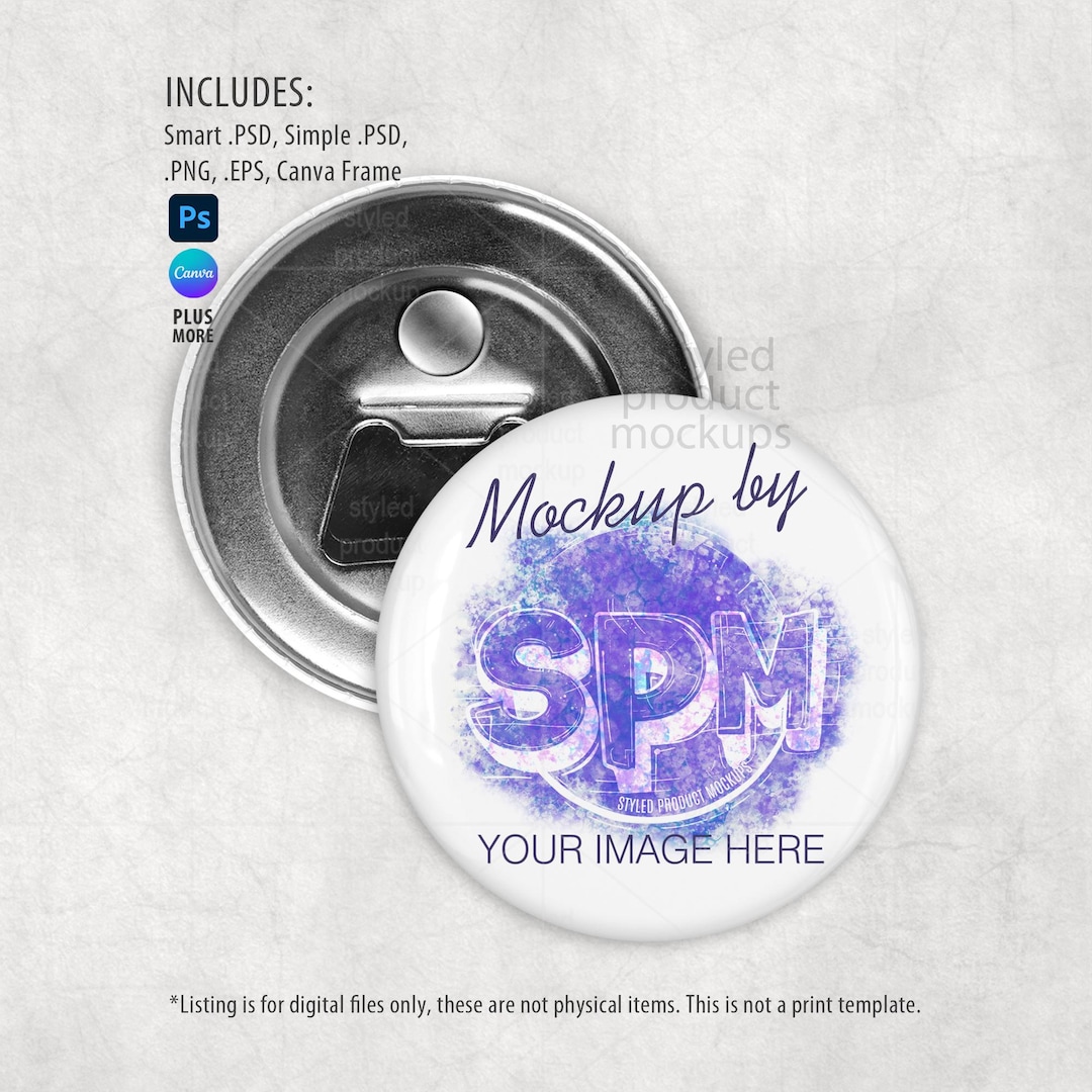 Button Bottle Opener Mockup (PSD, Canva, PNG) - Etsy