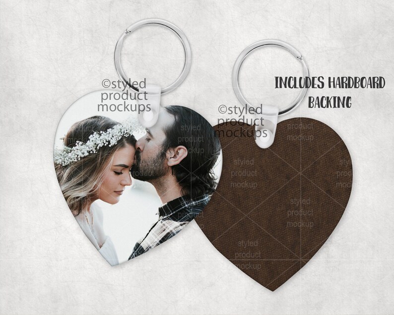 Dye Sublimation Heart Shaped Hardboard Keychain Mockup Add - Etsy