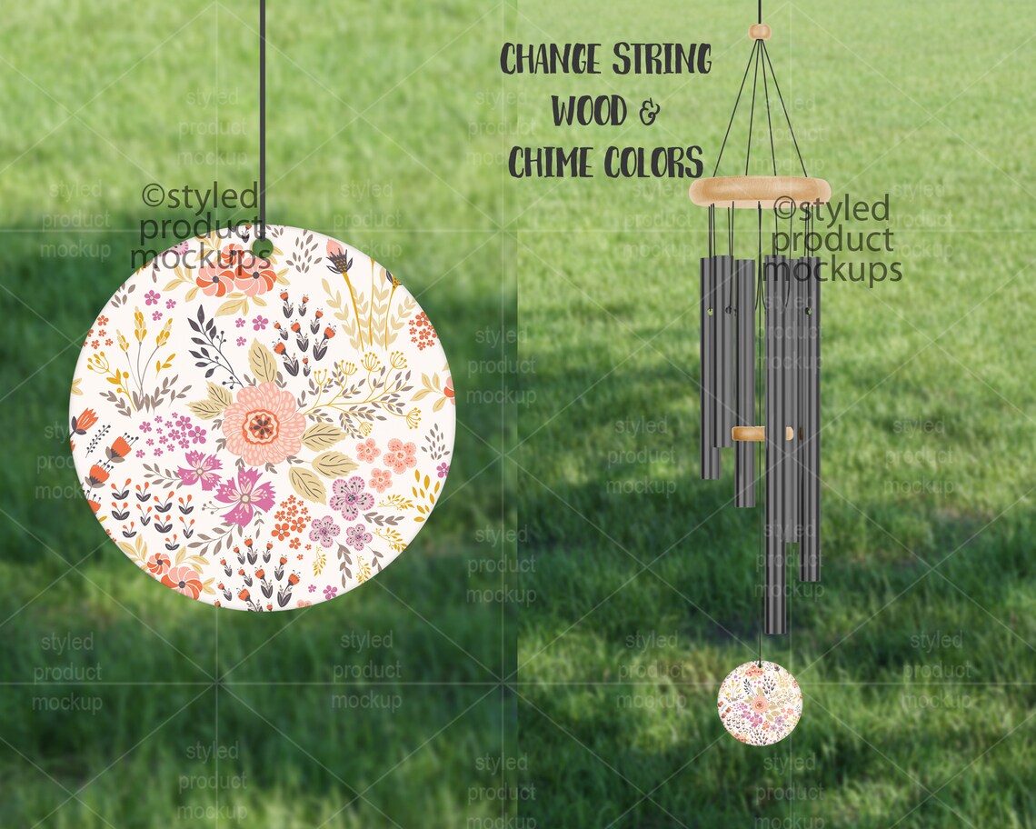 Wind Chime With Round Sublimation Disc Mockup Add Your Own | Etsy