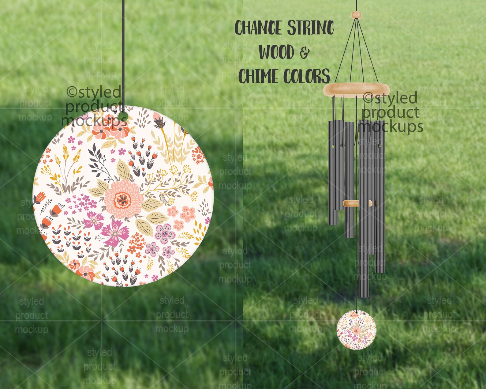 Wind Chime With Round Sublimation Disc Mockup Add Your Own | Etsy