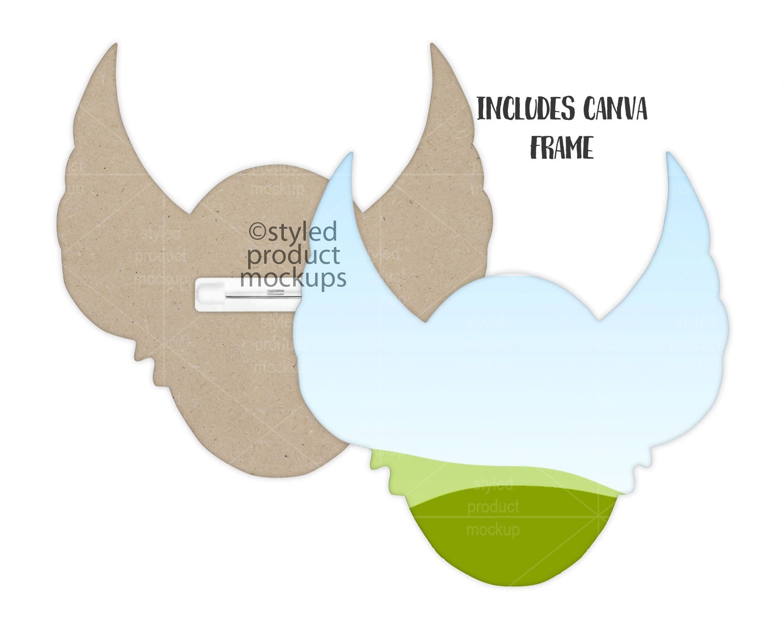 Dye Sublimation Angel Wing Memorial Pin Mockup | Add Your Own Image and ...