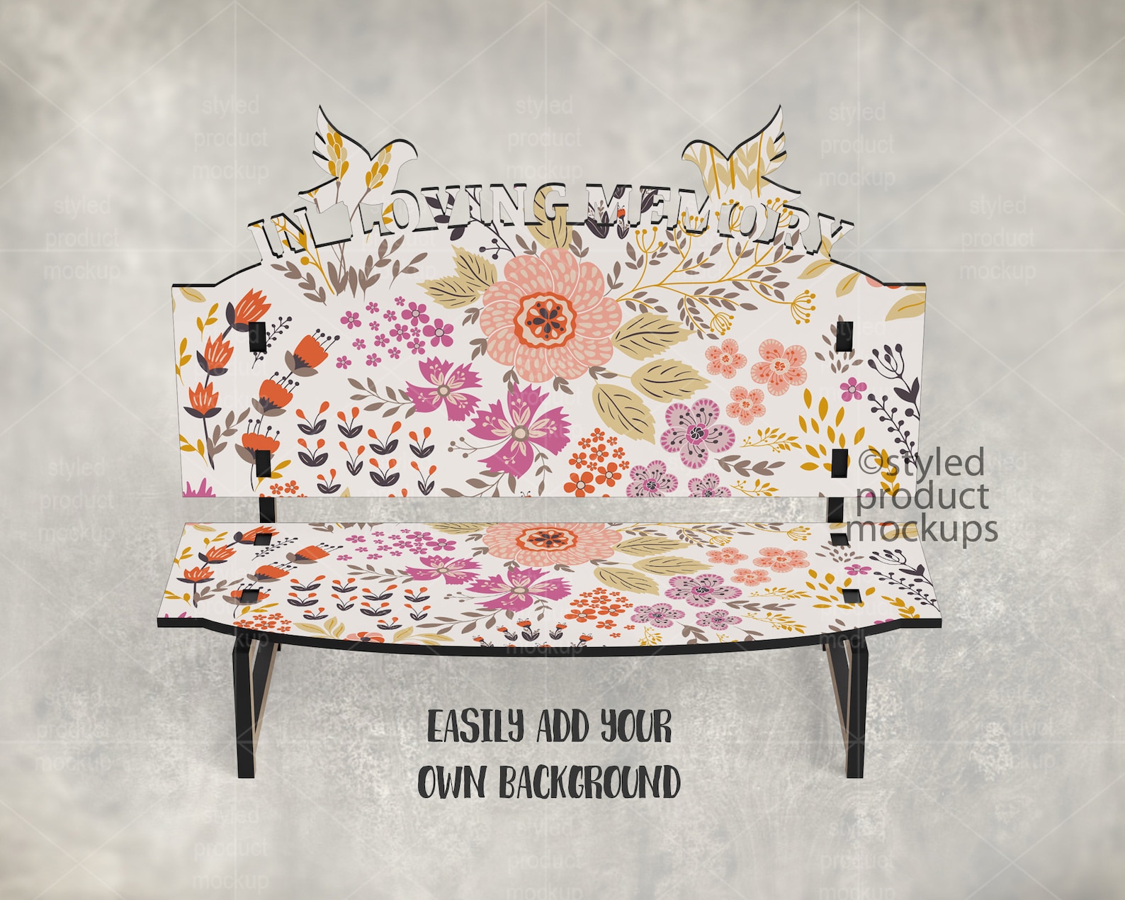 Dye Sublimation in Loving Memory Memorial Bench Mockup | Add Your Own ...