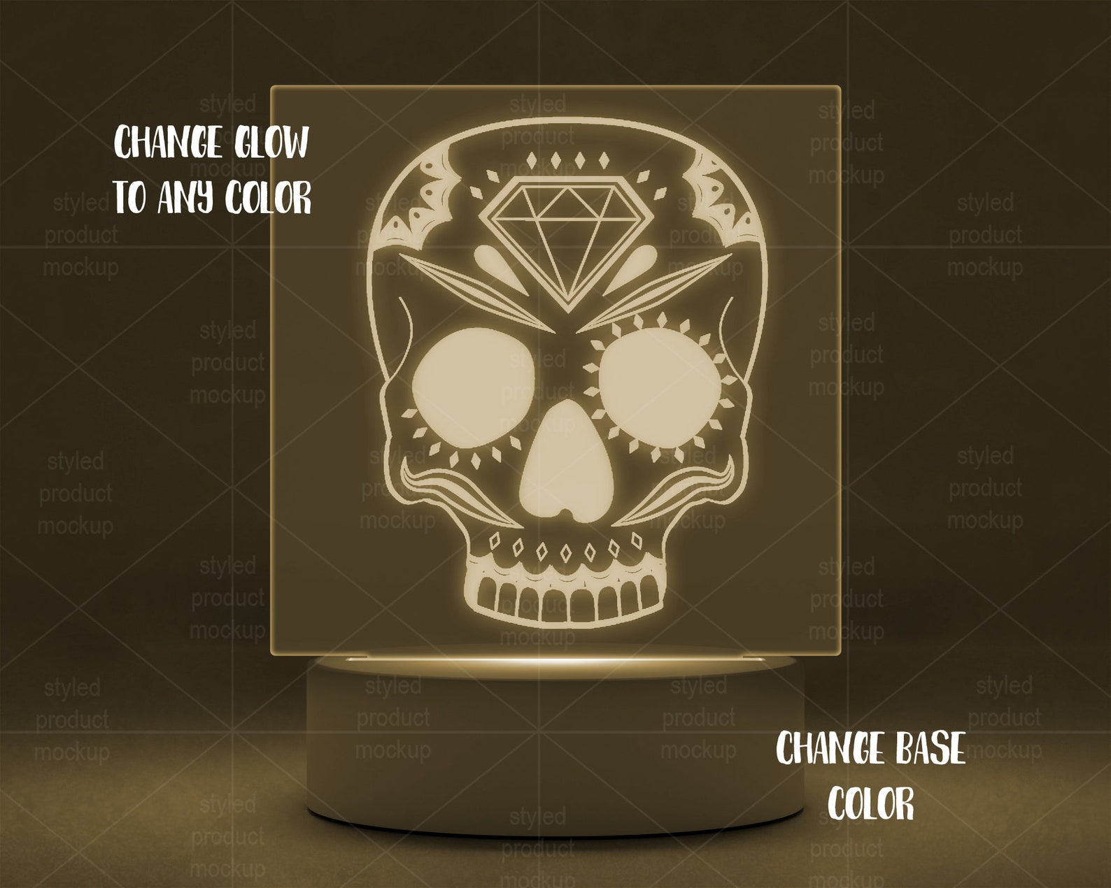 LED Light up Acrylic Image Panel With Round Plastic Base Mockup | Add ...