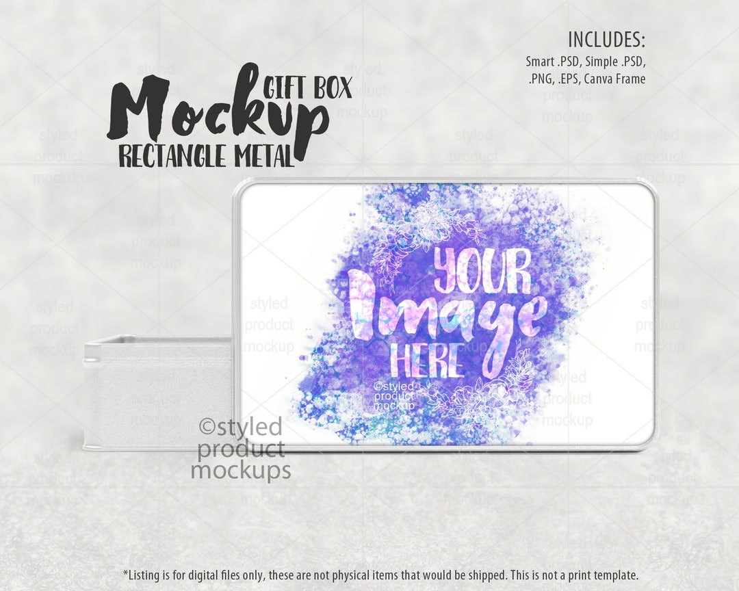 Dye Sublimation Rectangle Metal Tin Box Mockup | Add Your Own Image and ...