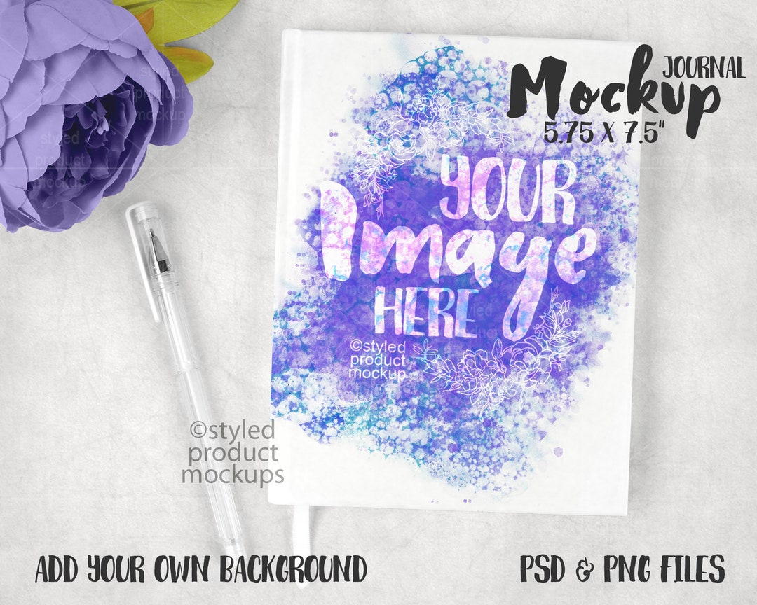 Journal Notebook Template Mockup | Add Your Own Image and Background - Etsy