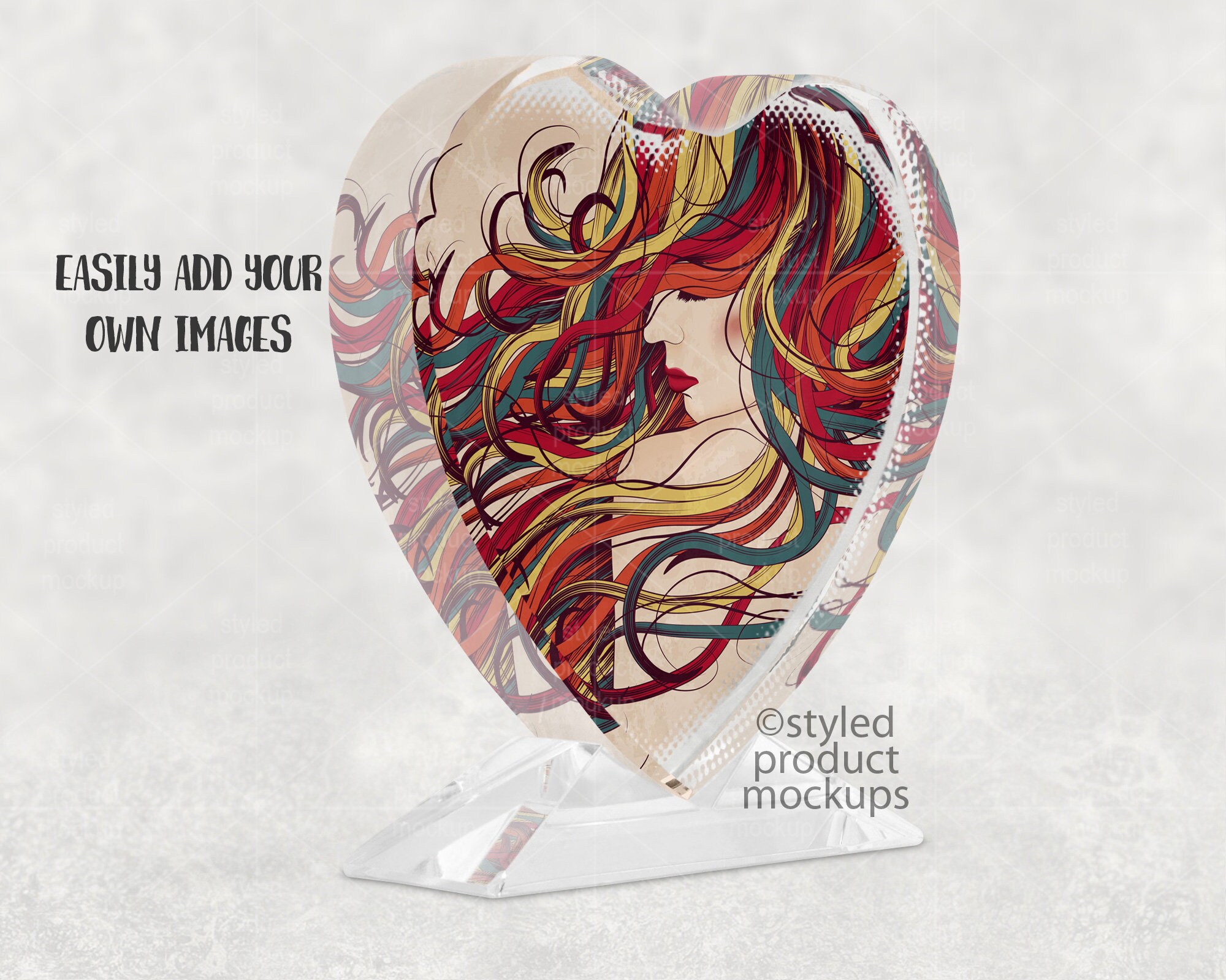 Dye Sublimation Crystal Heart Mockup | Add Your Own Image and ...