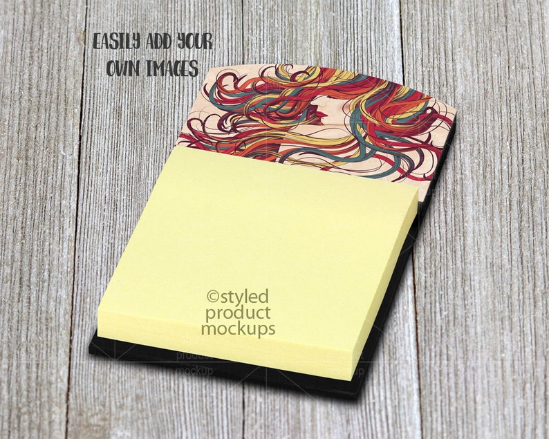 Desktop notepad holder mockup template Add your own image and | Etsy