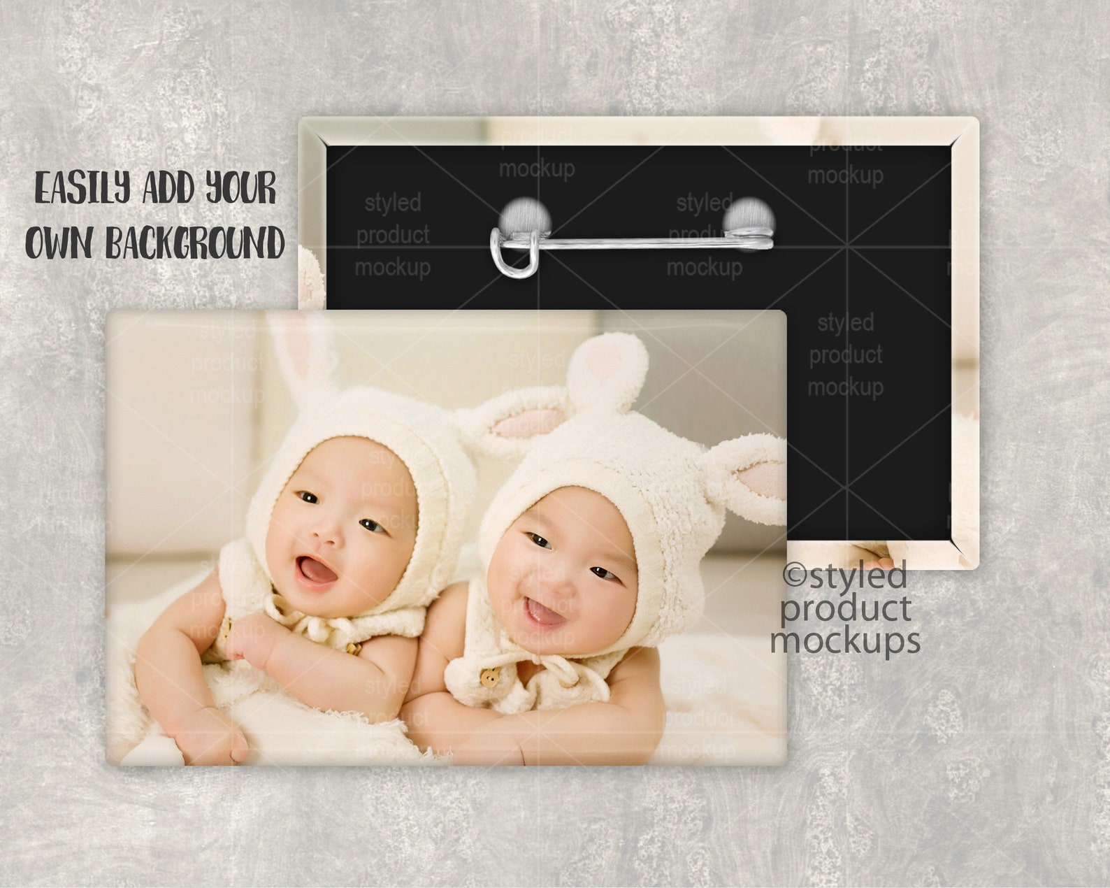 Rectangle Shaped 2X3 Inch Horizontal Pinback Button Mockup - Etsy