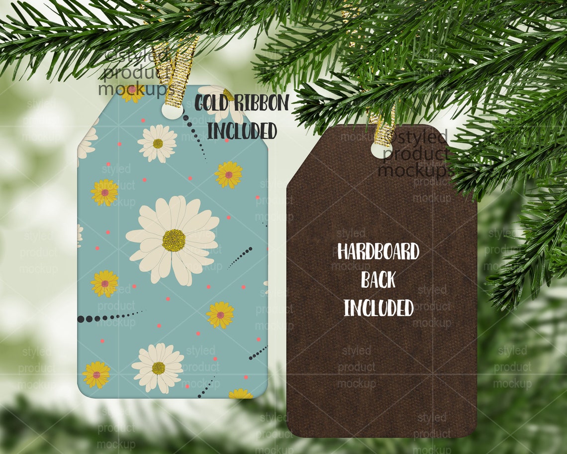 Dye Sublimation Gift Tag Shaped Ornament Mockup | Add Your Own Image ...