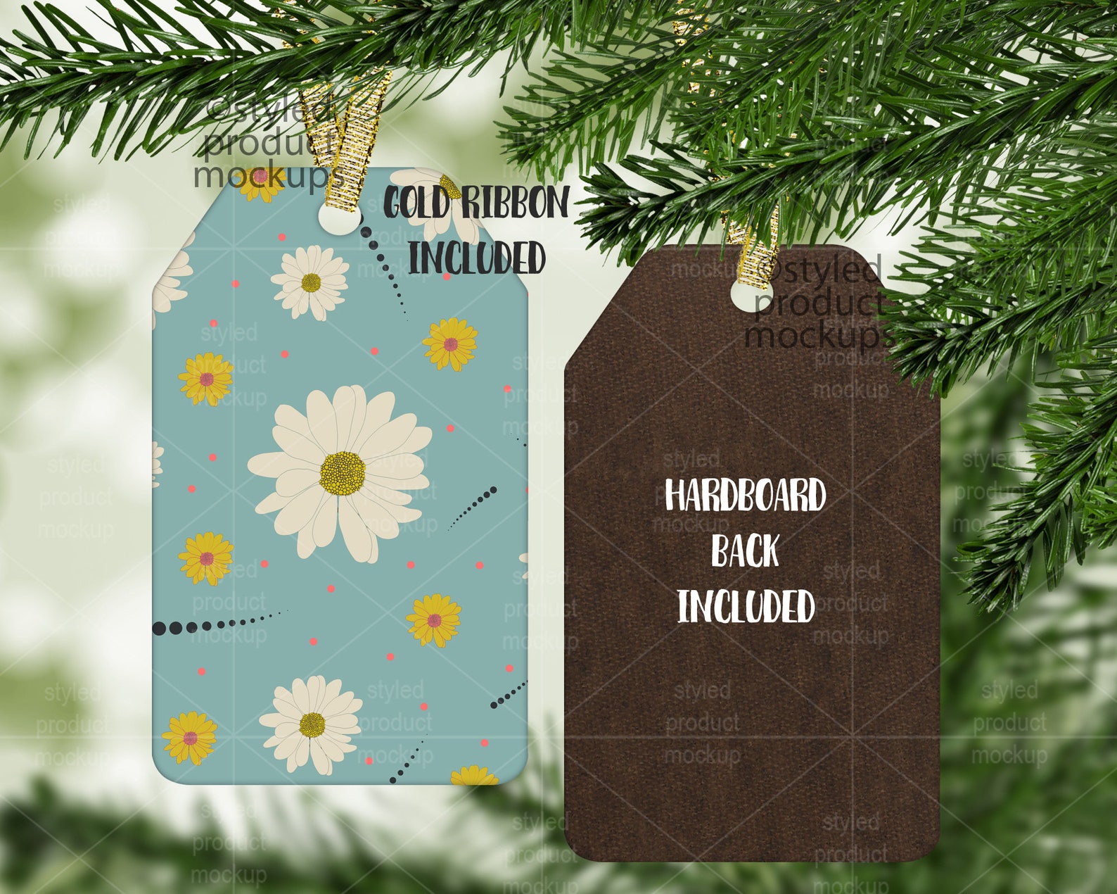 Dye Sublimation Gift Tag Shaped Ornament Mockup | Add Your Own Image ...