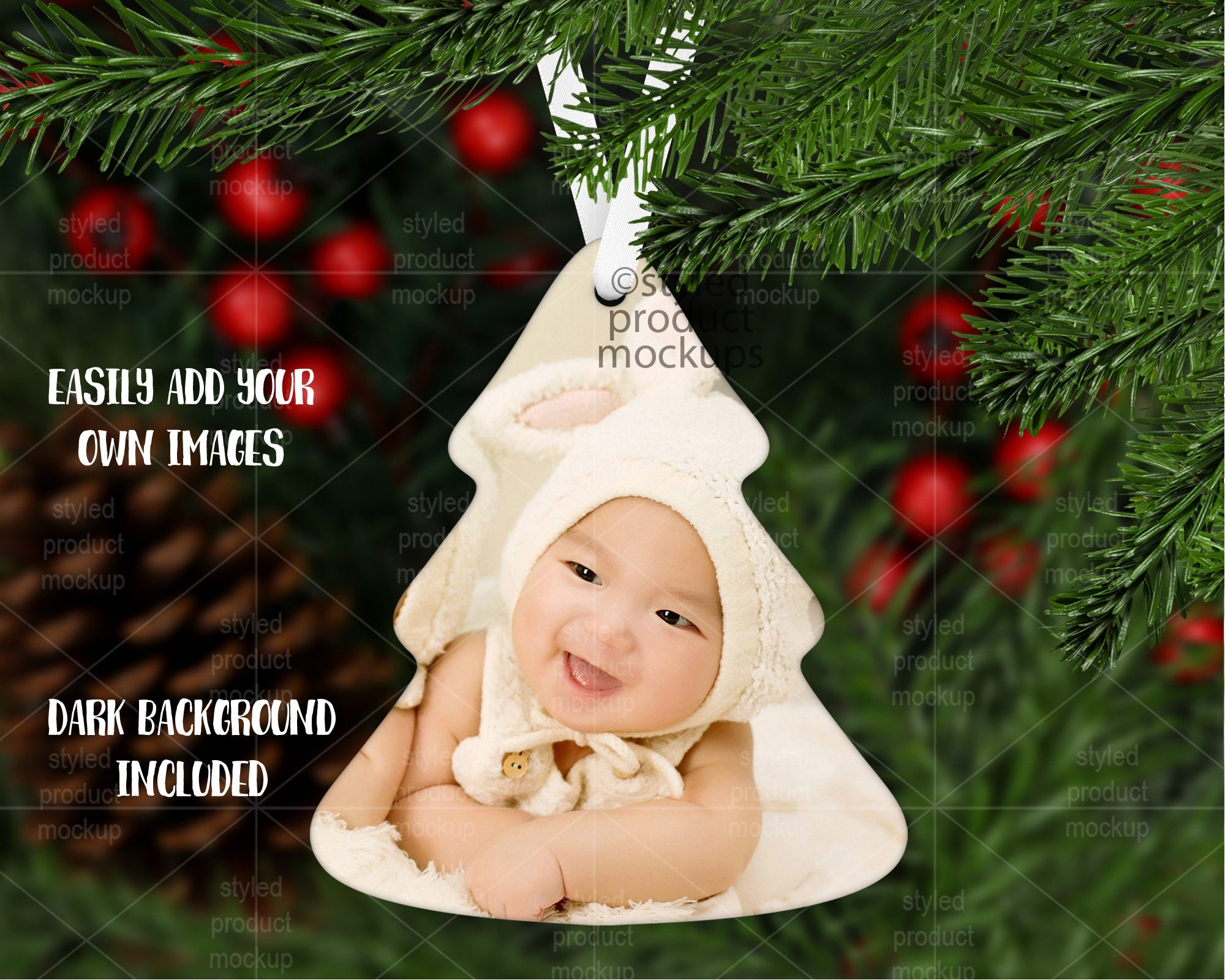Dye Sublimation Tree Shaped Aluminum Christmas Ornament Mockup - Etsy