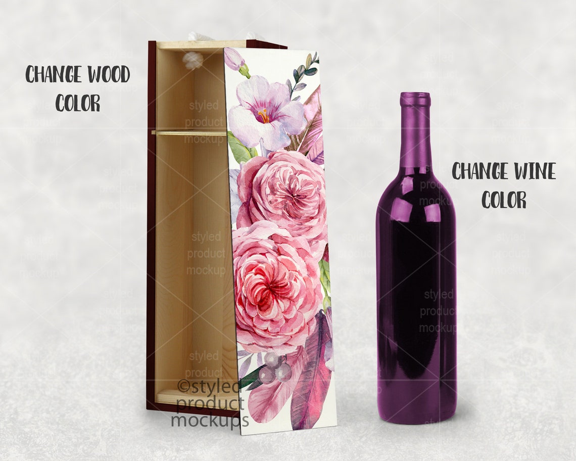 Dye Sublimation Natural Wood Wine Box Mockup Template | Add Your Own ...