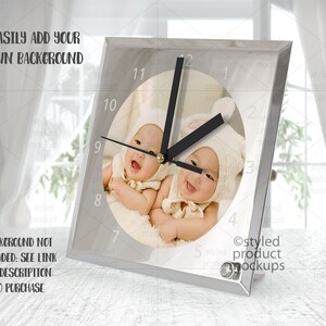 Dye Sublimation Square Glass Mirror Clock Mockup | Add Your Own Image ...