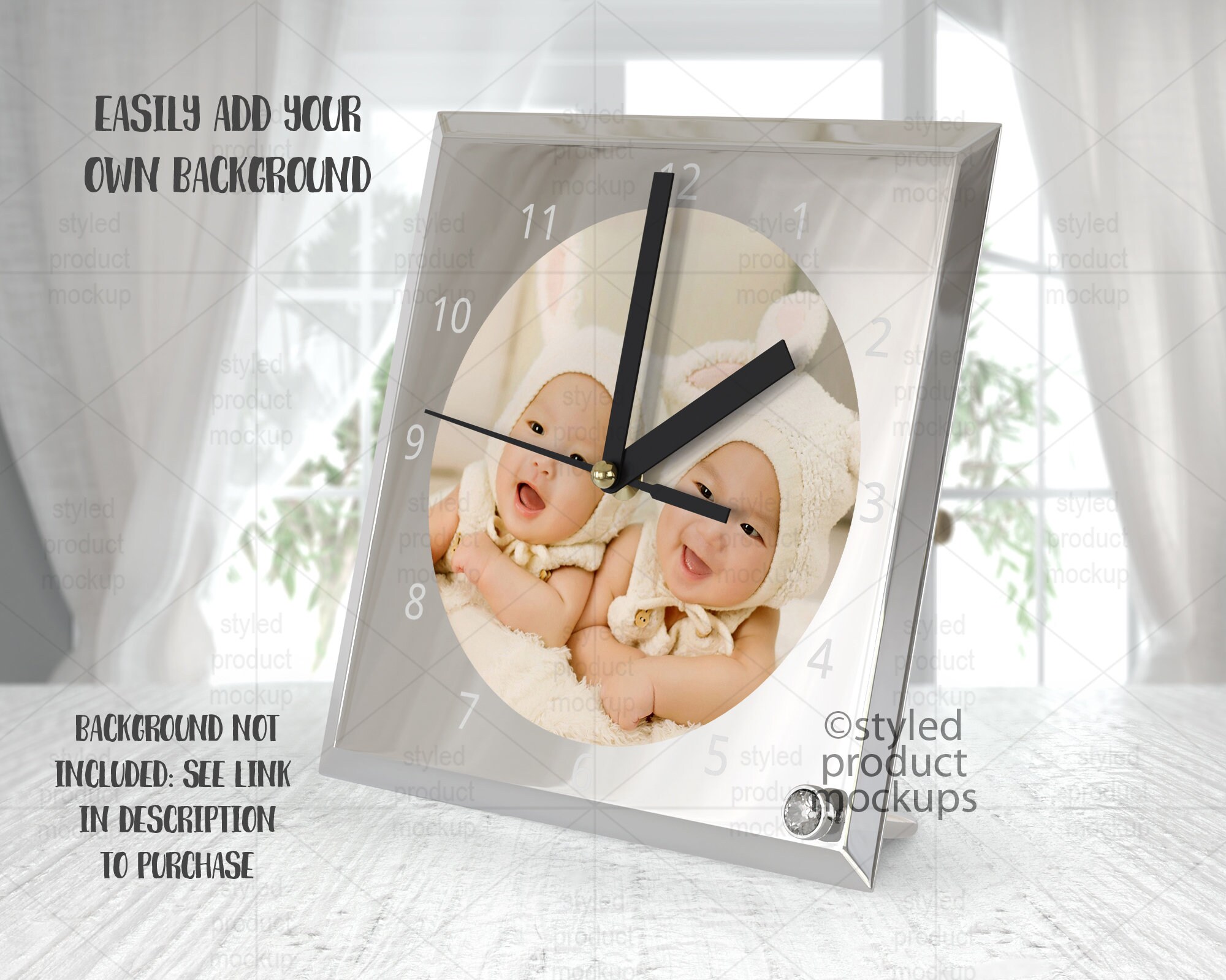 Dye Sublimation Square Glass Mirror Clock Mockup | Add Your Own Image ...