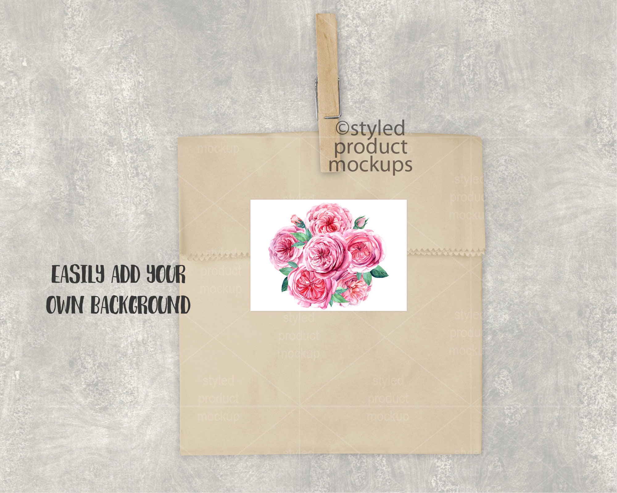 Flat Paper Bag Sticker for Party Favors Mockup | Add Your Own Image and ...
