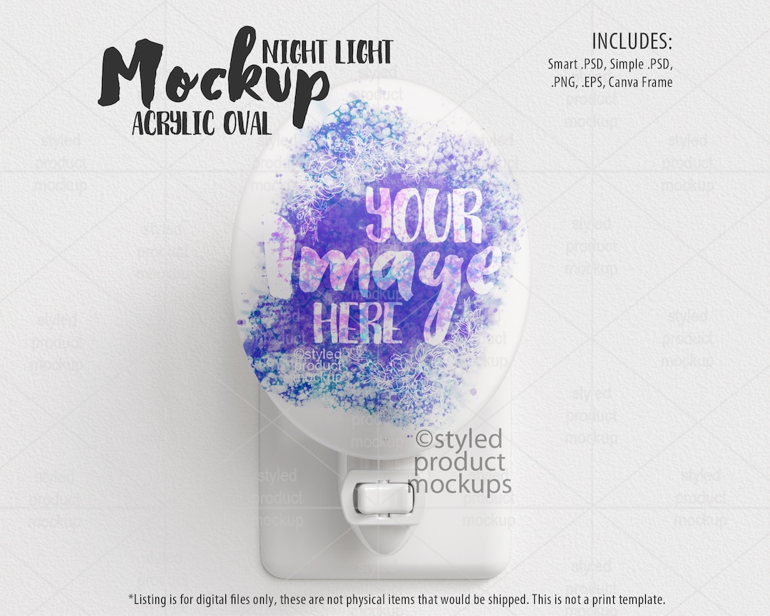 Dye Sublimation Acrylic Oval Night Light Mockup | Oval Nighlight Mockup ...