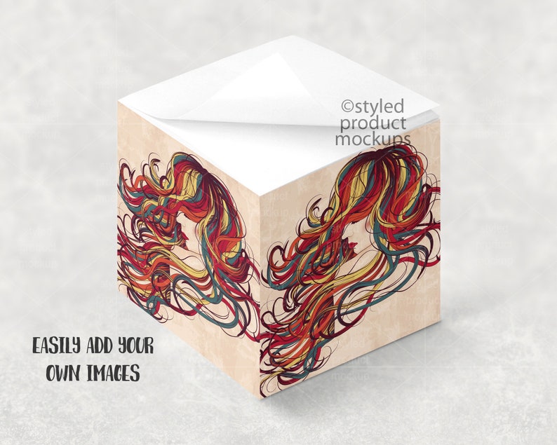 Paper Notepad Cube Mockup Add Your Own Image and Background - Etsy