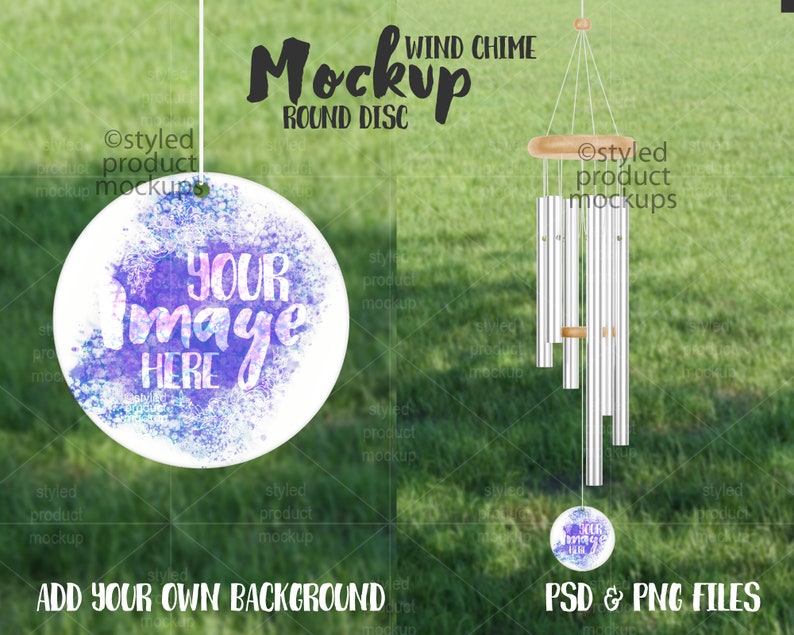 Wind Chime With Round Sublimation Disc Mockup | Add Your Own Image and ...