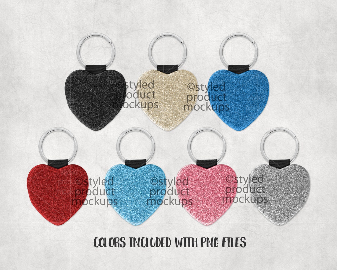 Dye Sublimation Heart PU Leather Keychain With Glitter Back - Etsy