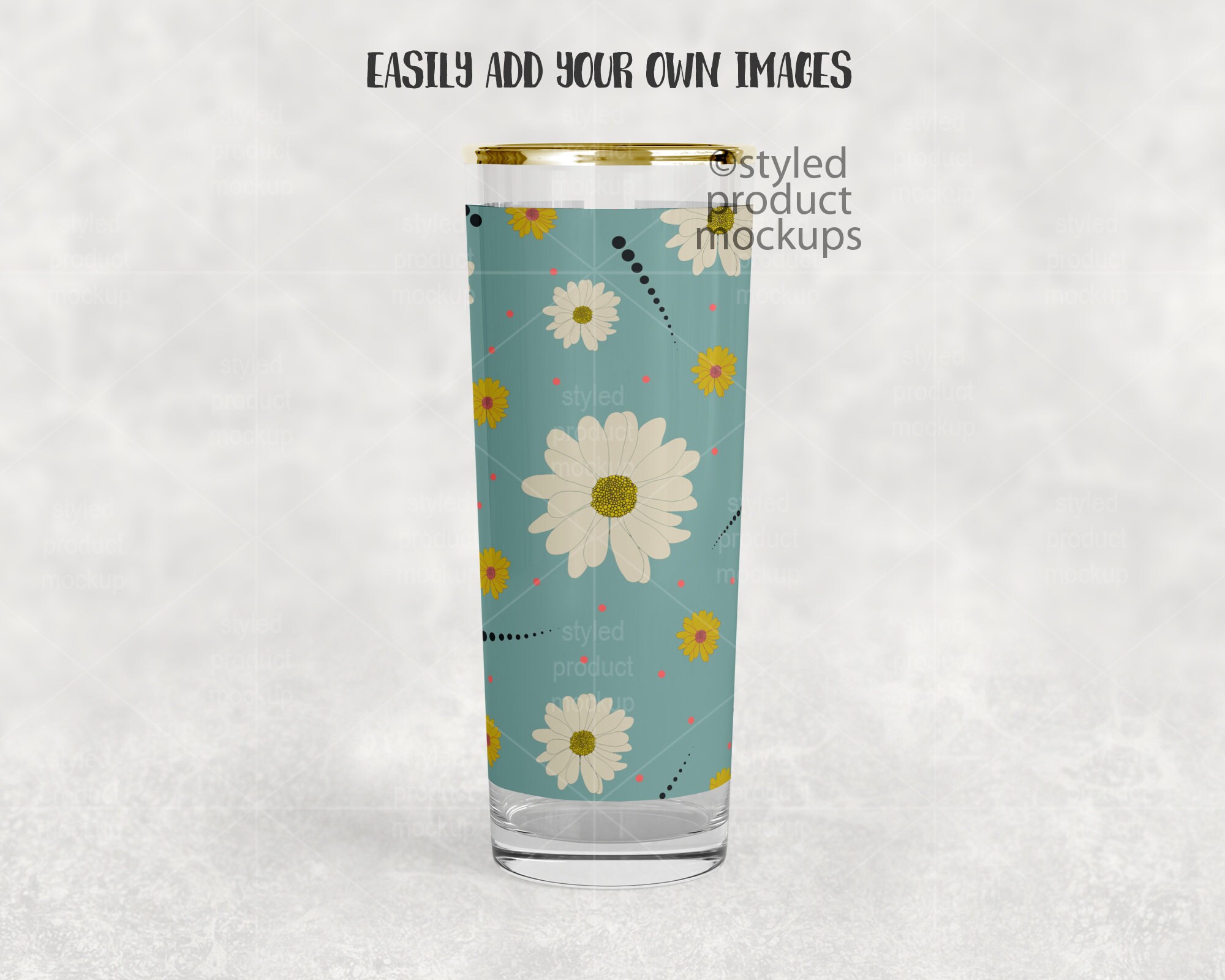 Dye Sublimation 3oz Shot Glass With Gold Rim Mockup | Add Your Own ...